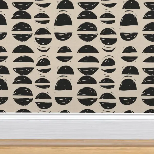 Spoonflower Moon White Modern Geometric Circle Geo Texture 100% Natural Sisal Grasscloth Wallcovering