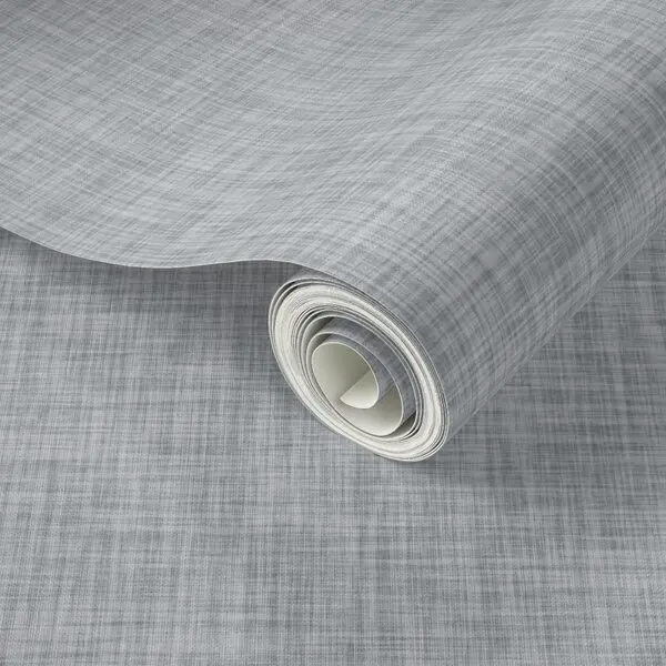 Spoonflower Gray Linen Solids Custom Pre-pasted Wallpaper - Blue,gray