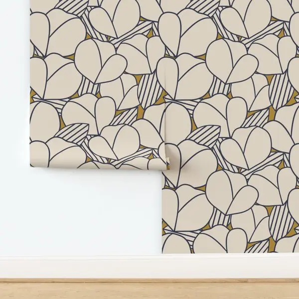 Spoonflower Flower Floral Modern Geometric Art Deco Bold Custom Pre-pasted Wallpaper