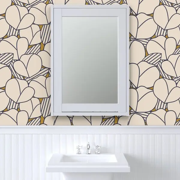 Spoonflower Flower Floral Modern Geometric Art Deco Bold Custom Pre-pasted Wallpaper