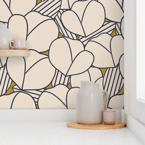Spoonflower Flower Floral Modern Geometric Art Deco Bold Custom Pre-pasted Wallpaper