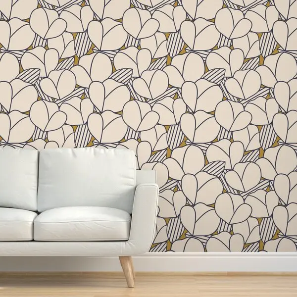 Spoonflower Flower Floral Modern Geometric Art Deco Bold Custom Pre-pasted Wallpaper