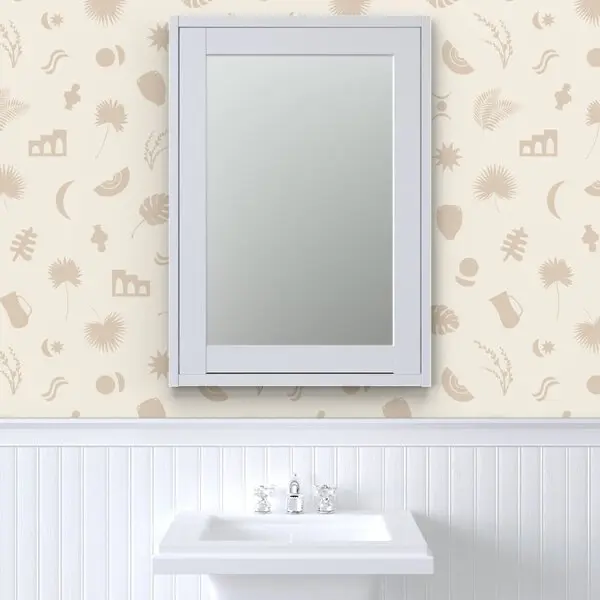 Spoonflower Taupe Bohemian Gender Neutral Celestial Neutrals Custom Pre-pasted Wallpaper