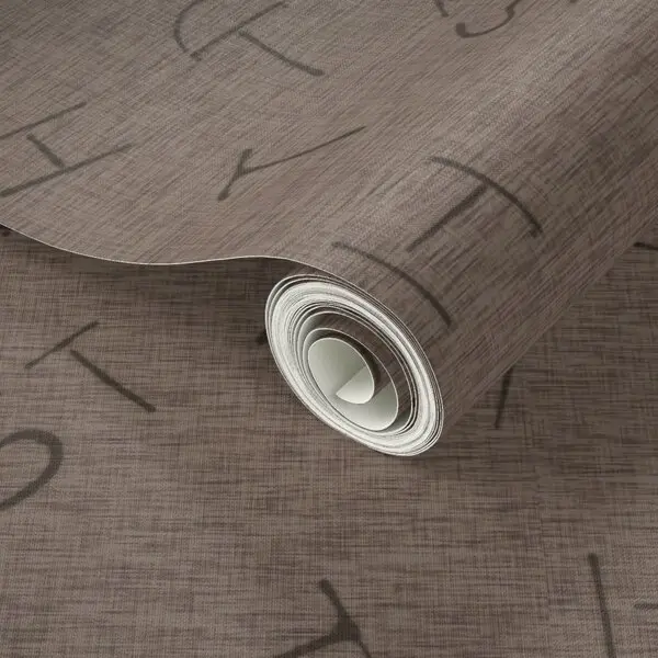 Spoonflower Cowboy Cow Ranch Cattle Rancher Brand Custom Pre-pasted Wallpaper - Brown