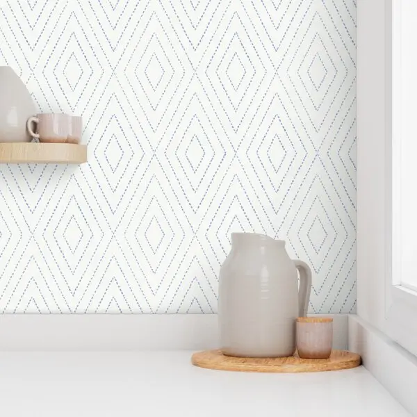 Spoonflower Blue Bright Geometric Diamond Watercolor Tribal Traditional Wallpaper