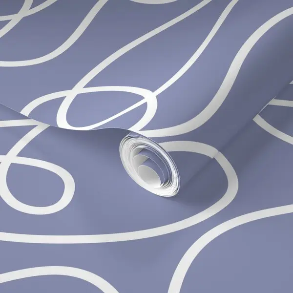 Spoonflower Abstract Lines White Simple Pattern Doodled Blue Traditional Wallpaper - Gray,white,blue