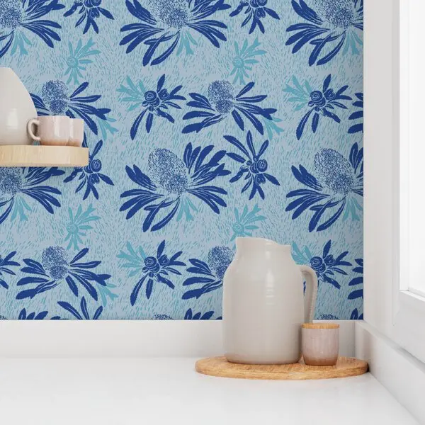 Spoonflower Aloha Beach Tropical Hula Hawaii Pacific Ocean Custom Removable Wallpaper