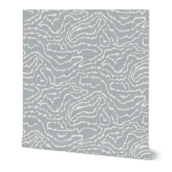Spoonflower Large Heatwave Cream On Quiet 100% Natural Sisal Grasscloth Wallcovering - Blue