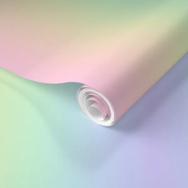 Spoonflower Pastel Fairy Mermaid Unicorn Pink Yellow Custom Removable Wallpaper - Rainbow