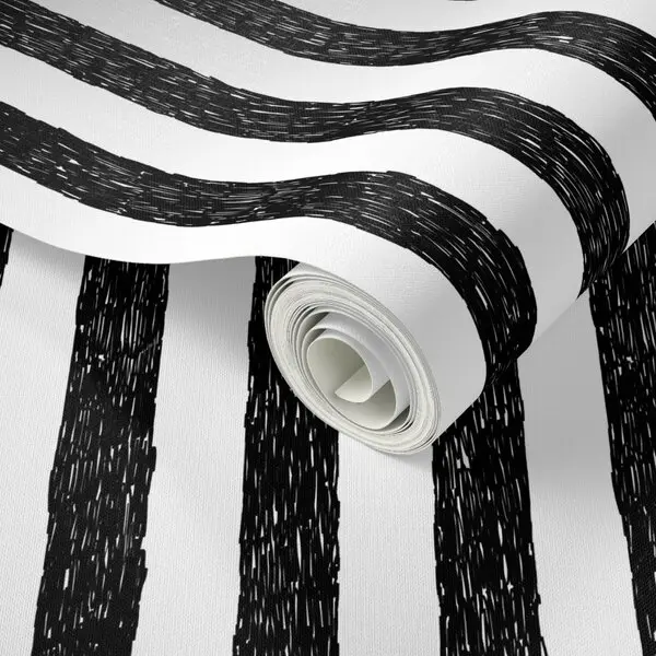 Spoonflower Gothic Halloween Tim Burton Beetlejuice Nightmare Custom Removable Wallpaper - Black,white,gray