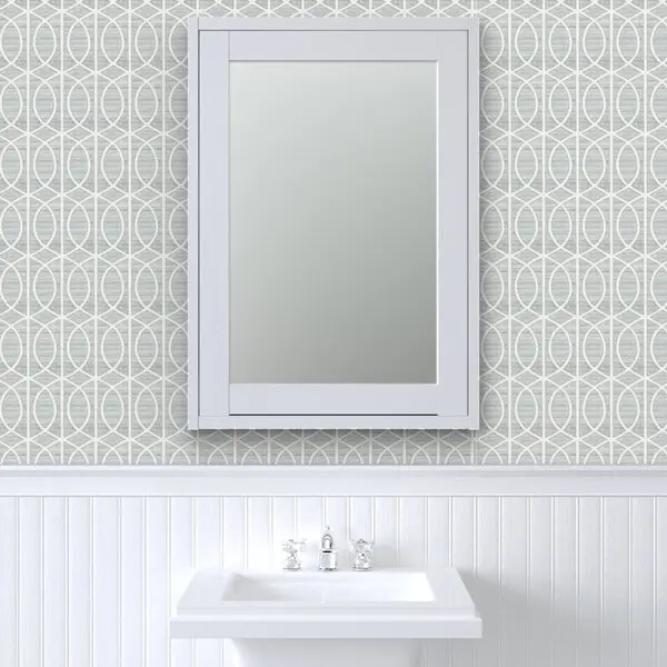 Spoonflower Geometric Grey White Retro Vintage Lines Custom Pre-pasted Wallpaper