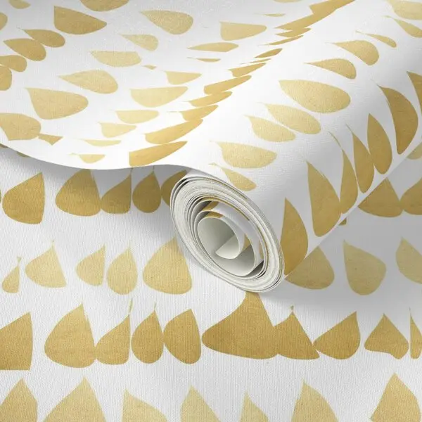 Spoonflower Gold Drops Dots Paint White Custom Removable Wallpaper