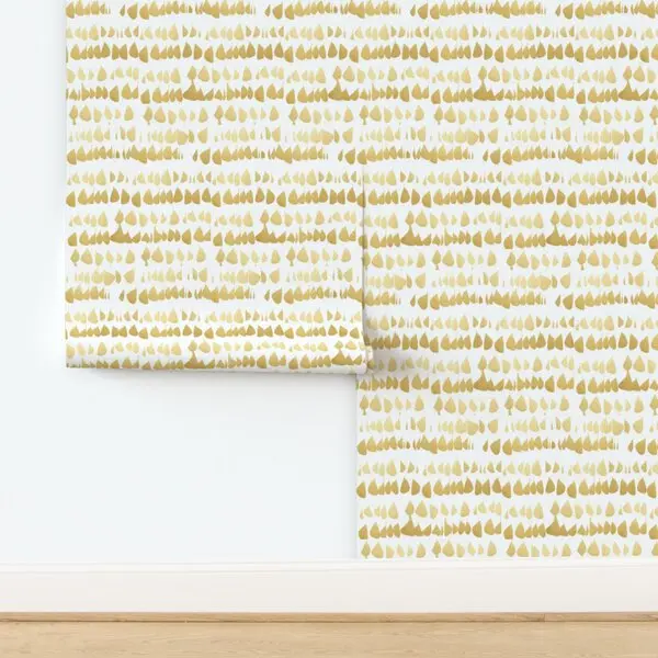 Spoonflower Gold Drops Dots Paint White Custom Removable Wallpaper
