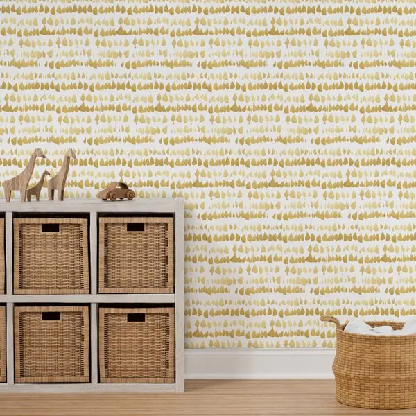 Spoonflower Gold Drops Dots Paint White Custom Removable Wallpaper