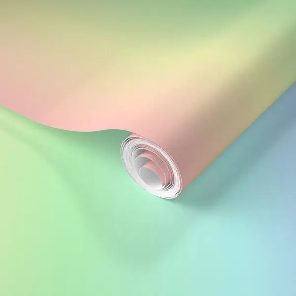 Spoonflower Pastel Ombre Crystal Custom Pre-pasted Wallpaper - Rainbow