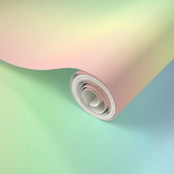 Spoonflower Pastel Ombre Crystal Custom Pre-pasted Wallpaper - Rainbow