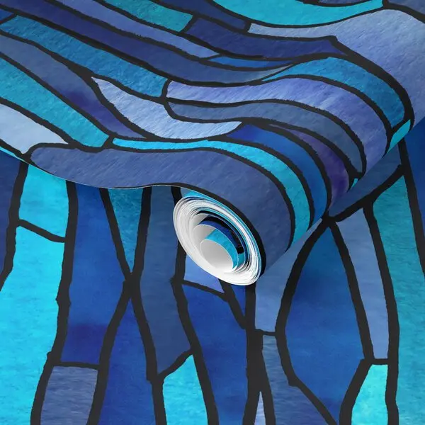 Spoonflower Abstract Stained Glass Watercolor Dragonfly Traditional Wallpaper