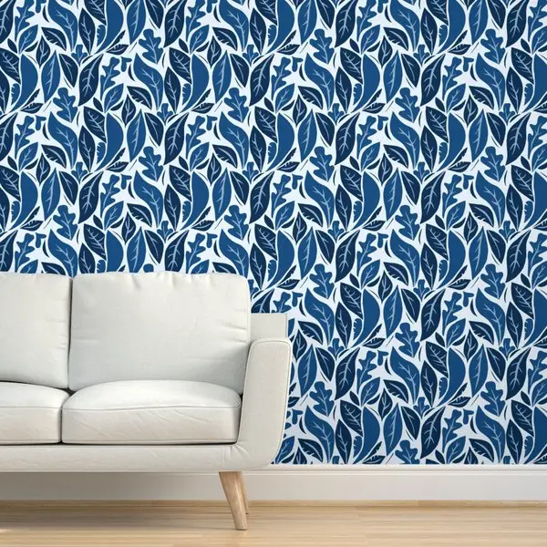 Spoonflower Autumn Monochromatic Dining Falling Leaves Color Traditional Wallpaper