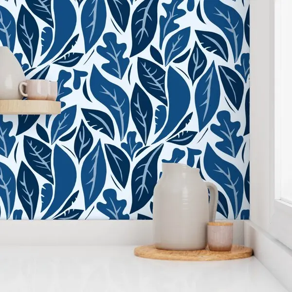 Spoonflower Autumn Monochromatic Dining Falling Leaves Color Traditional Wallpaper