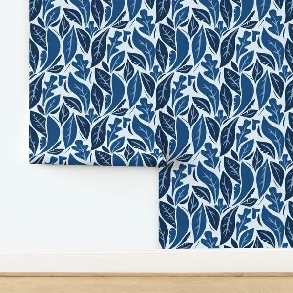 Spoonflower Autumn Monochromatic Dining Falling Leaves Color Traditional Wallpaper