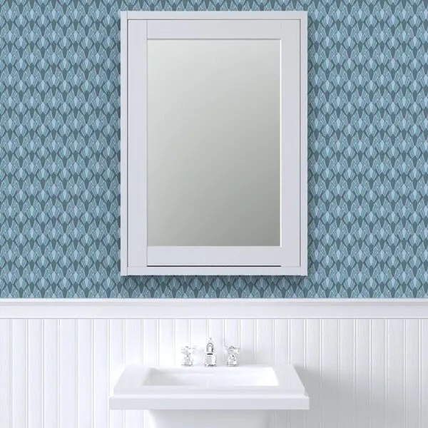 Spoonflower Blues Geometric Art Deco Doll Fan Custom Pre-pasted Wallpaper