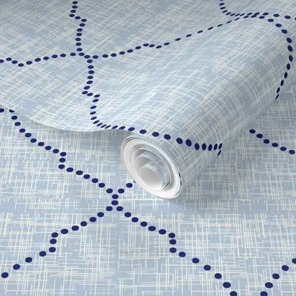 Spoonflower Geometric Hand Drawn White Trellis Custom Pre-pasted Wallpaper