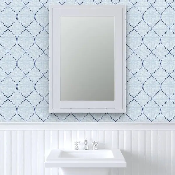 Spoonflower Geometric Hand Drawn White Trellis Custom Pre-pasted Wallpaper