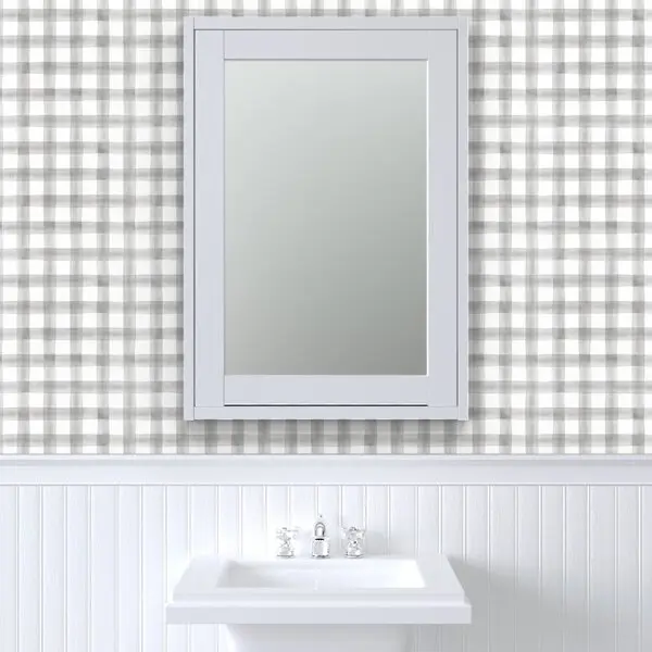 Spoonflower Plaid Grey Abstract Spring Monochrome Watercolor Traditional Wallpaper