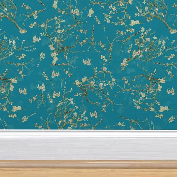 Spoonflower Van Gogh Almond Tree Branches Pattern Watercolor 100% Natural Sisal Grasscloth Wallcovering