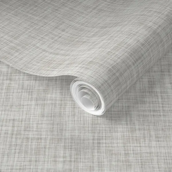 Spoonflower Solid Faux Woven Textured Custom Pre-pasted Wallpaper - Gray