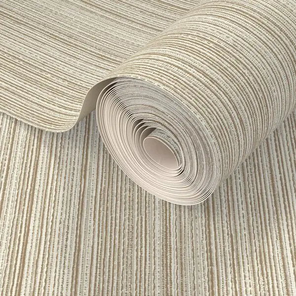 Spoonflower Classic Vertical Stripes Pewter Warm Mushroom 100% Natural Sisal Grasscloth Wallcovering - Ivory,beige,white