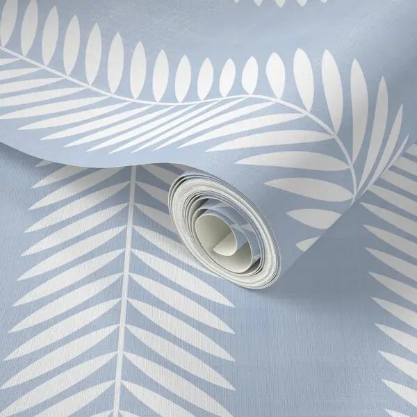Spoonflower Pastel Garden Stripe Cornflower And 100% Natural Sisal Grasscloth Wallcovering - Blue