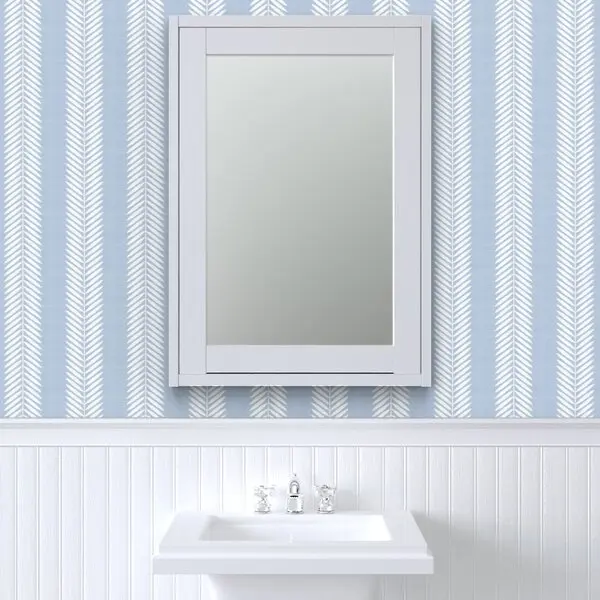 Spoonflower Pastel Garden Stripe Cornflower And 100% Natural Sisal Grasscloth Wallcovering