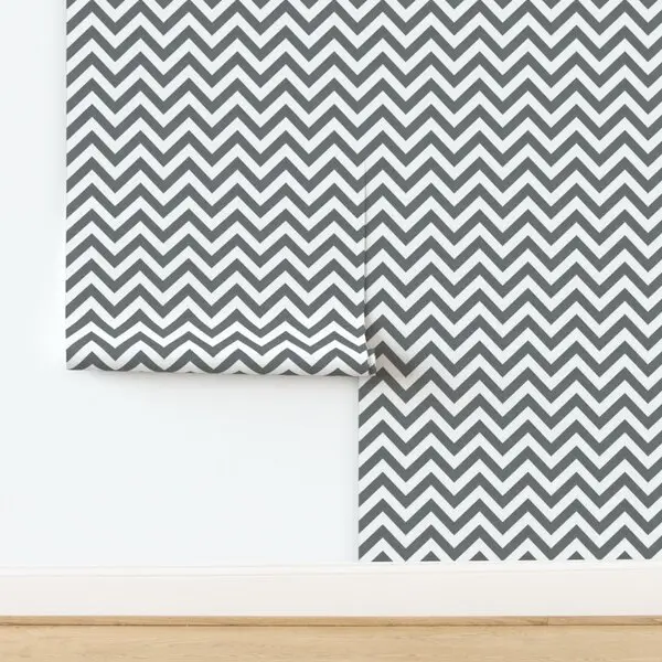 Spoonflower Chevron Grey Geometric Custom Pre-pasted Wallpaper