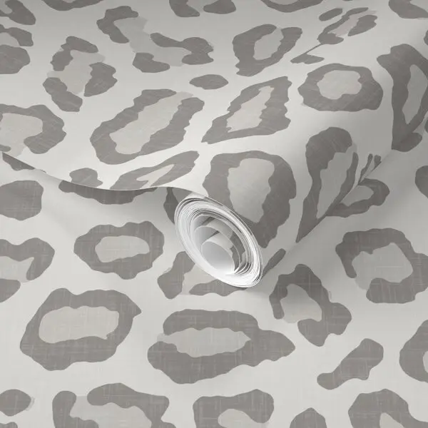 Spoonflower Etosha Leopard Gray Beige Custom Removable Wallpaper - Gray,white