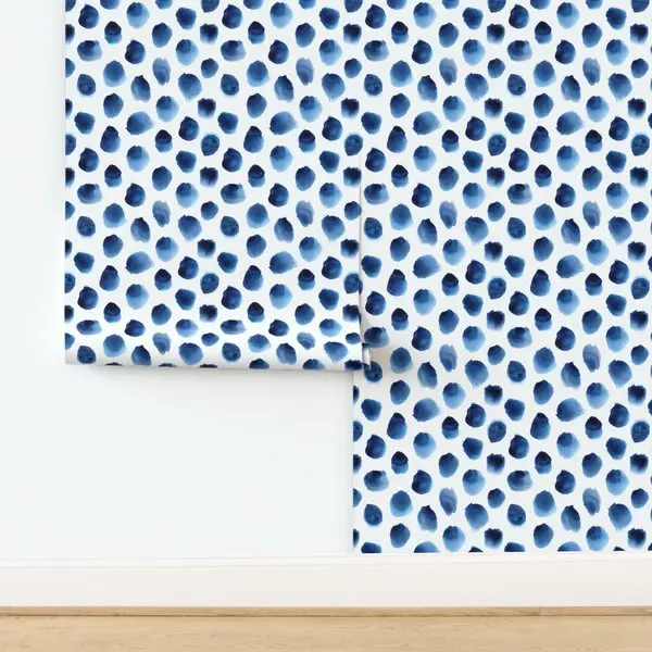 Spoonflower Watercolor Polka Dots Circles Shapes Painted Custom Removable Wallpaper