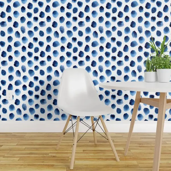 Spoonflower Watercolor Polka Dots Circles Shapes Painted Custom Removable Wallpaper