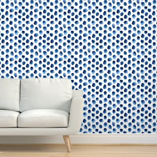Spoonflower Watercolor Polka Dots Circles Shapes Painted Custom Removable Wallpaper
