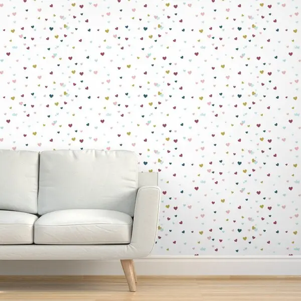Spoonflower Colorful Confetti Hearts Traditional Wallpaper