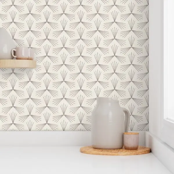 Spoonflower Star Modern Geometric Line Starburst Geo Traditional Wallpaper