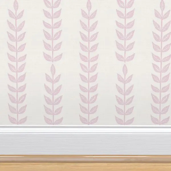 Spoonflower Reverse Pale Pink And Elton Vine 100% Natural Sisal Grasscloth Wallcovering - White