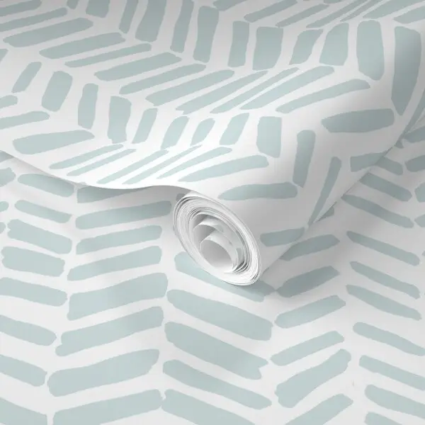 Spoonflower Herringbone Chevron Idtexturepatterns20 Custom Pre-pasted Wallpaper - White,gray