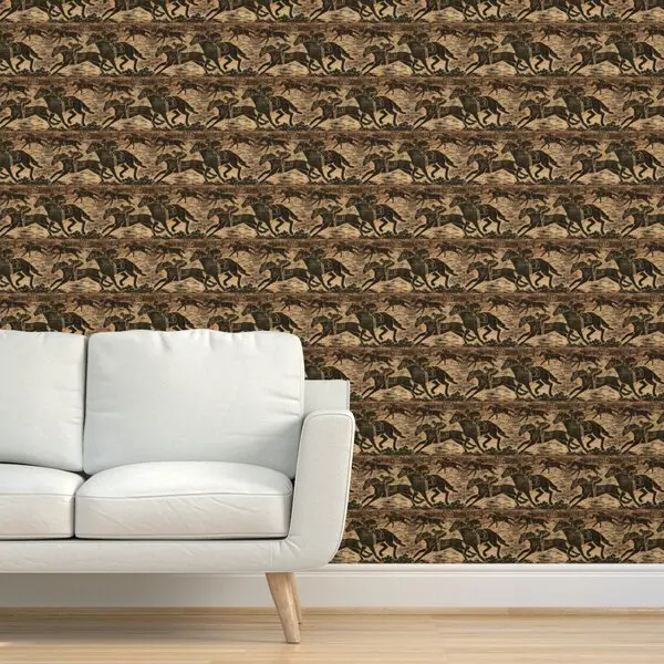 Spoonflower Race Day Carved Block 100% Natural Sisal Grasscloth Wallcovering