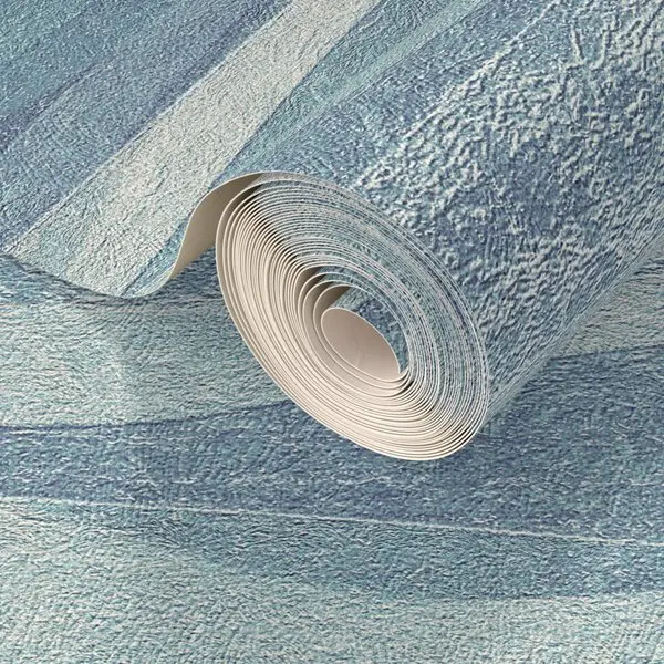 Spoonflower Abstract Ocean Waves Sky Mid Century Modern Custom Pre-pasted Wallpaper - Blue