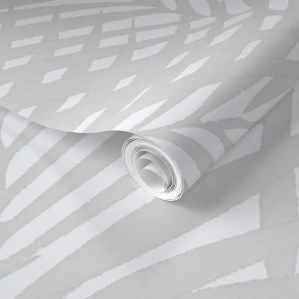 Spoonflower Watercolor Grey Palm Fronds Neutral Rainforest Custom Pre-pasted Wallpaper