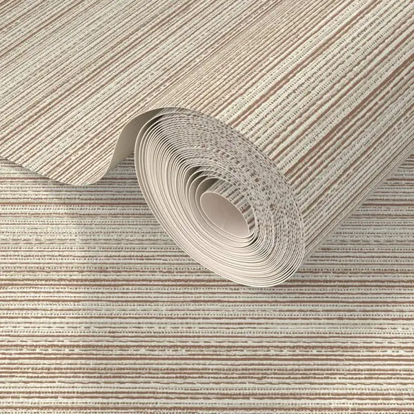 Spoonflower Horizontal Stripes Natural Earth Tones 100% Natural Sisal Grasscloth Wallcovering - Ivory,beige,brown
