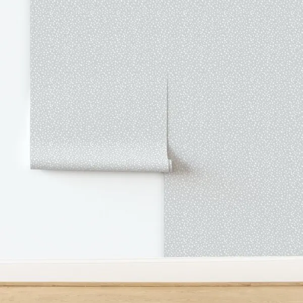 Spoonflower White Dots Snowfall Painted Abstract Painterly Custom Removable Wallpaper