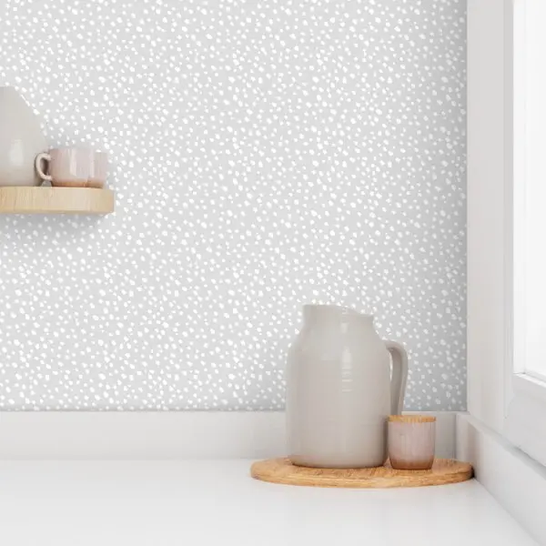 Spoonflower White Dots Snowfall Painted Abstract Painterly Custom Removable Wallpaper