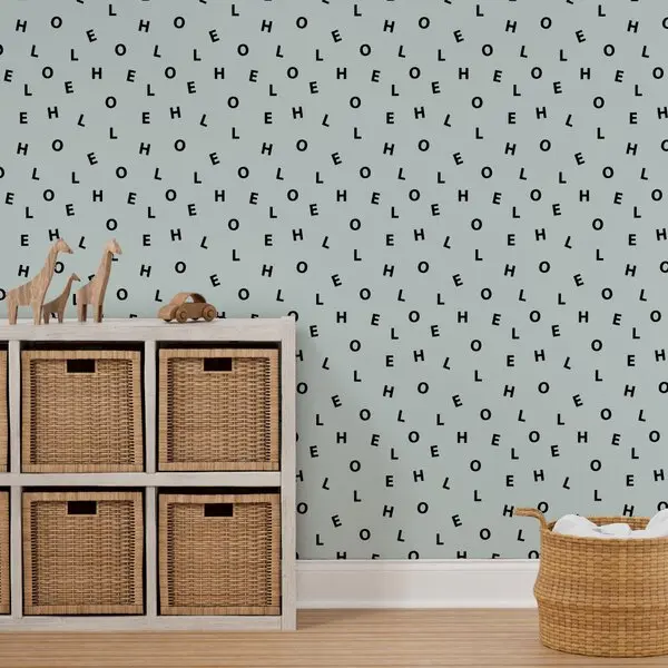 Spoonflower Hello Type Typography Expression Heart Saying Custom Pre-pasted Wallpaper