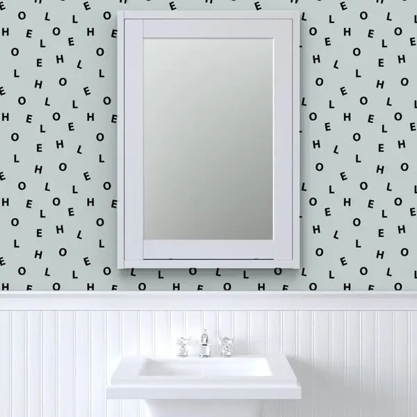 Spoonflower Hello Type Typography Expression Heart Saying Custom Pre-pasted Wallpaper